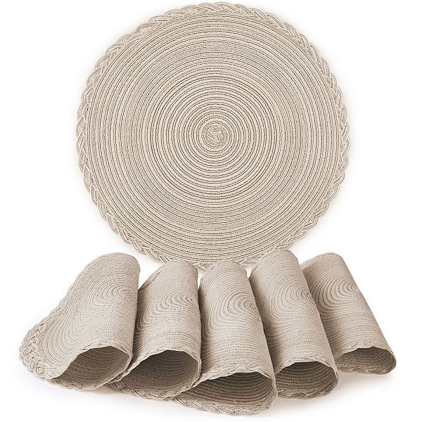 Zulay Kitchen Round Placemats Set of 6 - Braided Round Place Mats ... Zulay Kitchen Round Placemats Set of 6 - Braided Round Place Mats ...