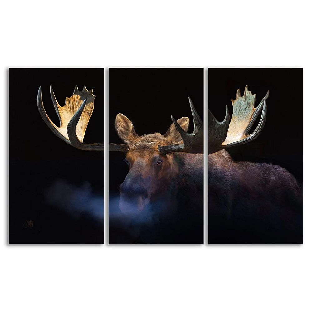 Personal-Prints Winter Moose Triptych Canvas Wall Art 3-piece Set