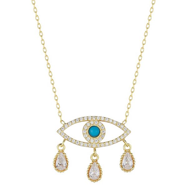 Sunkissed Sterling Sterling Silver Cubic Zirconia & Simulated Turquoise ...