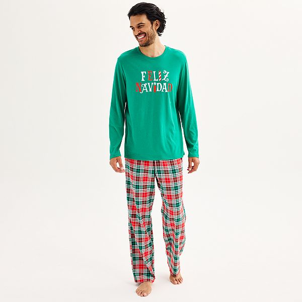 Mens Jammies For Your Families® Feliz Navidad Flannel Open Hem Top And Bottom Pajama Set