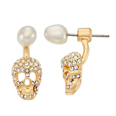 Simply Vera Vera Wang Gold Tone Crystal Simulated Pearl Ear Jacket Earrings