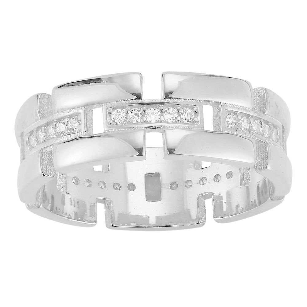 Sunkissed Sterling Cubic Zirconia Link Ring