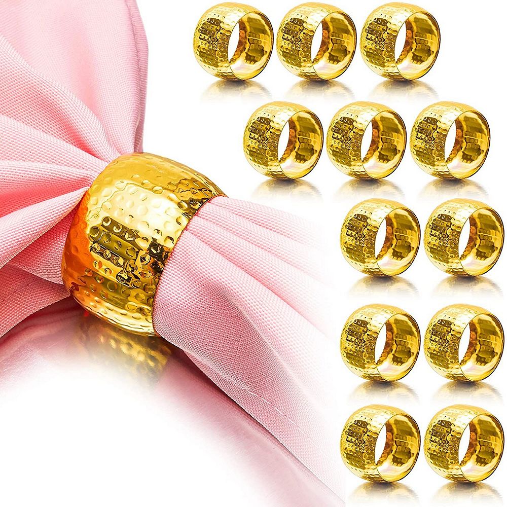 12 Pcs Set Gold Napkin Rings Holder For Wedding Dinner Party Table, 1.6 In