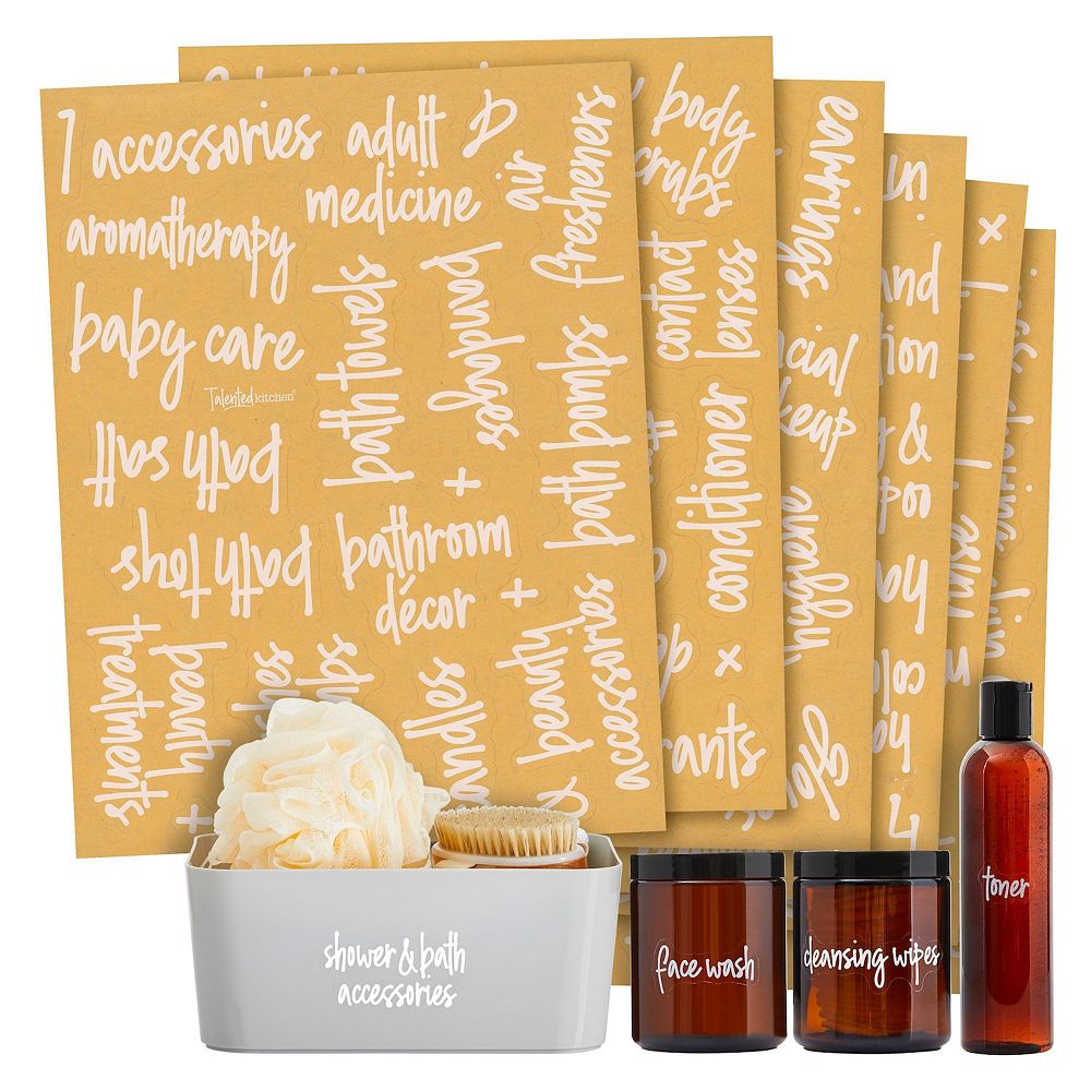 192 Pcs Bathroom Labels for Containers Make Up Preprinted Decal Vinyl ...