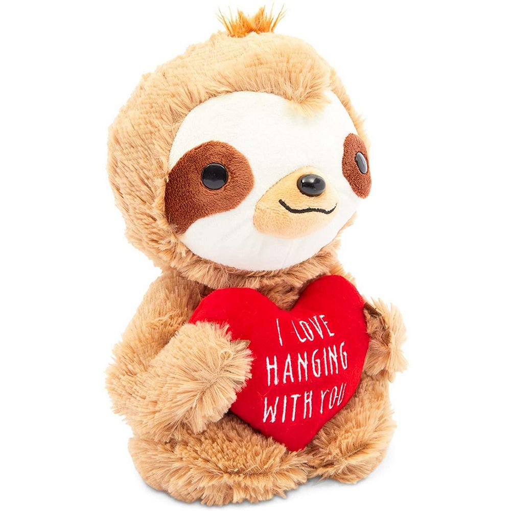 Valentines Sloth Plush Toy Stuffed Animal With Red Heart I Love Hanging ...