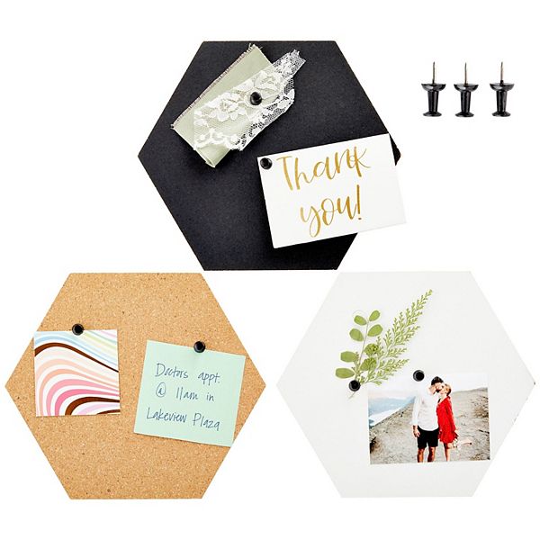 3 Pack Hexagon Cork Board Tiles With Pins, Self-adhesive Bulletin ...