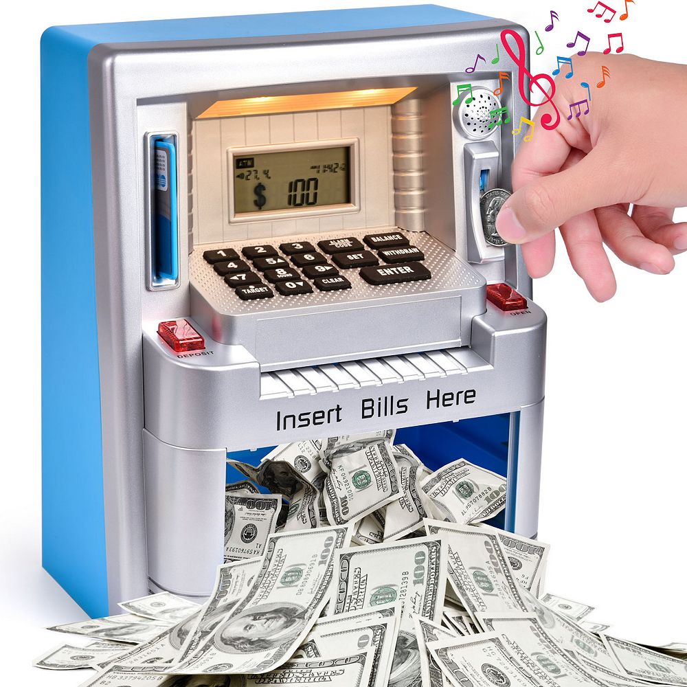 Realistic ATM Piggy Bank Pretend Play Set