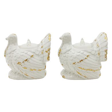 Celebrate Together™ Fall Ceramic Set of 2 Turkey Tea Light Holders