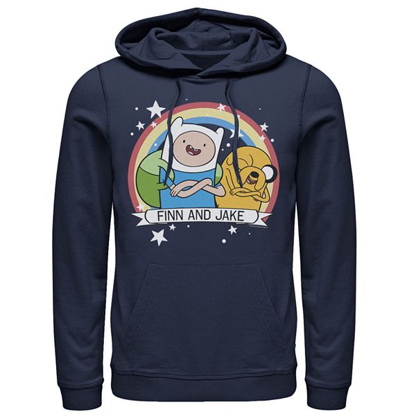 Men's Cartoon Network Adventure Time Finn & Jake Rainbow Banner Hoodie