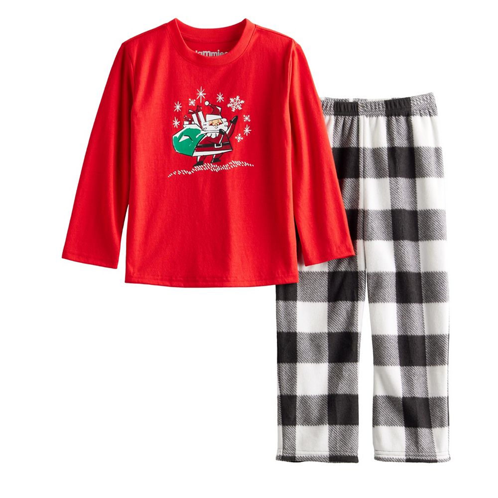 Kids 8-20 Jammies For Your Families® Doodle Santa Pajama Top & Bottom Set