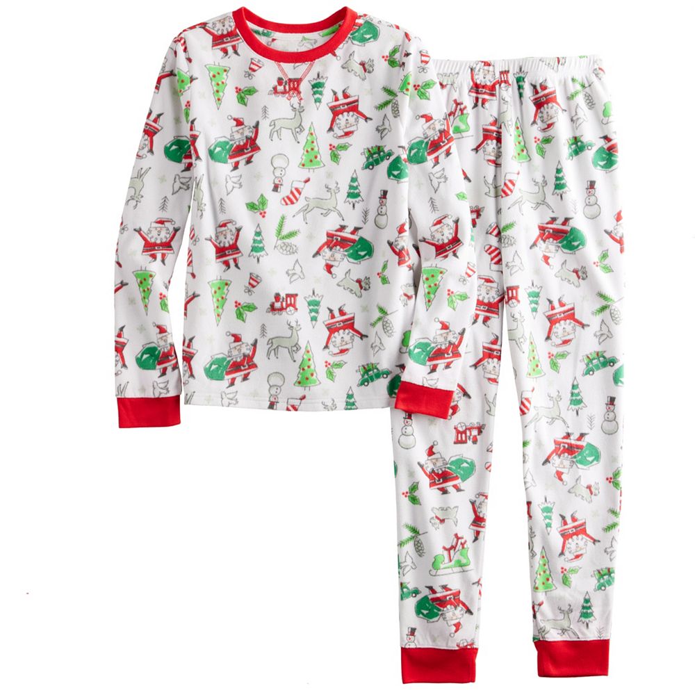 Boys 4-20 Jammies For Your Families® Doodle Santa Cozy Microfleece Top ...