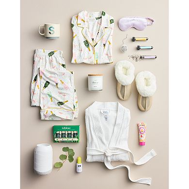 Women's Beauty Sleep Social Cozy Notch Collar Pajama Top and Pajama ...