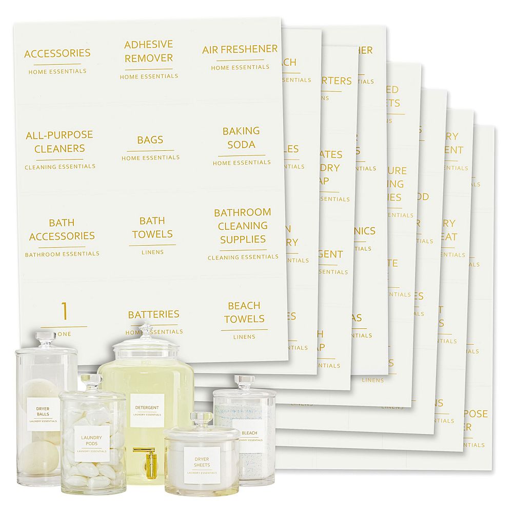 144 Minimalist Gold Laundry Room Labels, Linen Closet, Cleaning Supply ...