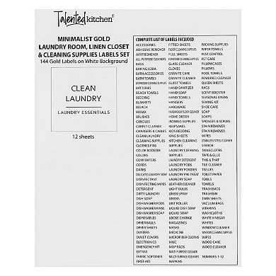 144 Minimalist Gold Laundry Room Labels, Linen Closet, Cleaning Supply ...