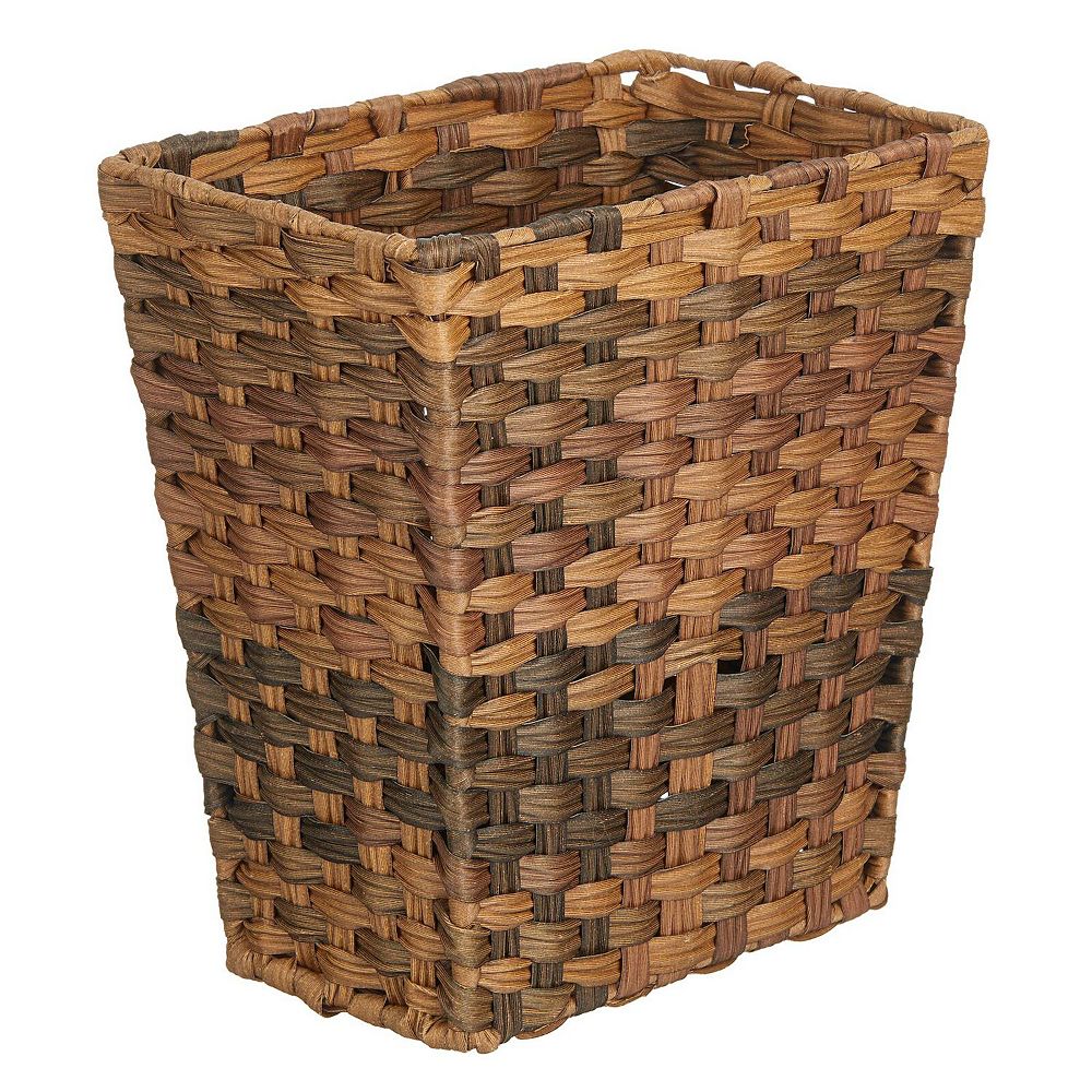mDesign Woven Rectangle Decorative Garbage Wastebasket Trash Bin, Brown ...