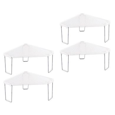 mDesign Plastic/Steel Corner Stackable Rack, Bathroom, 4 Pack, Clear