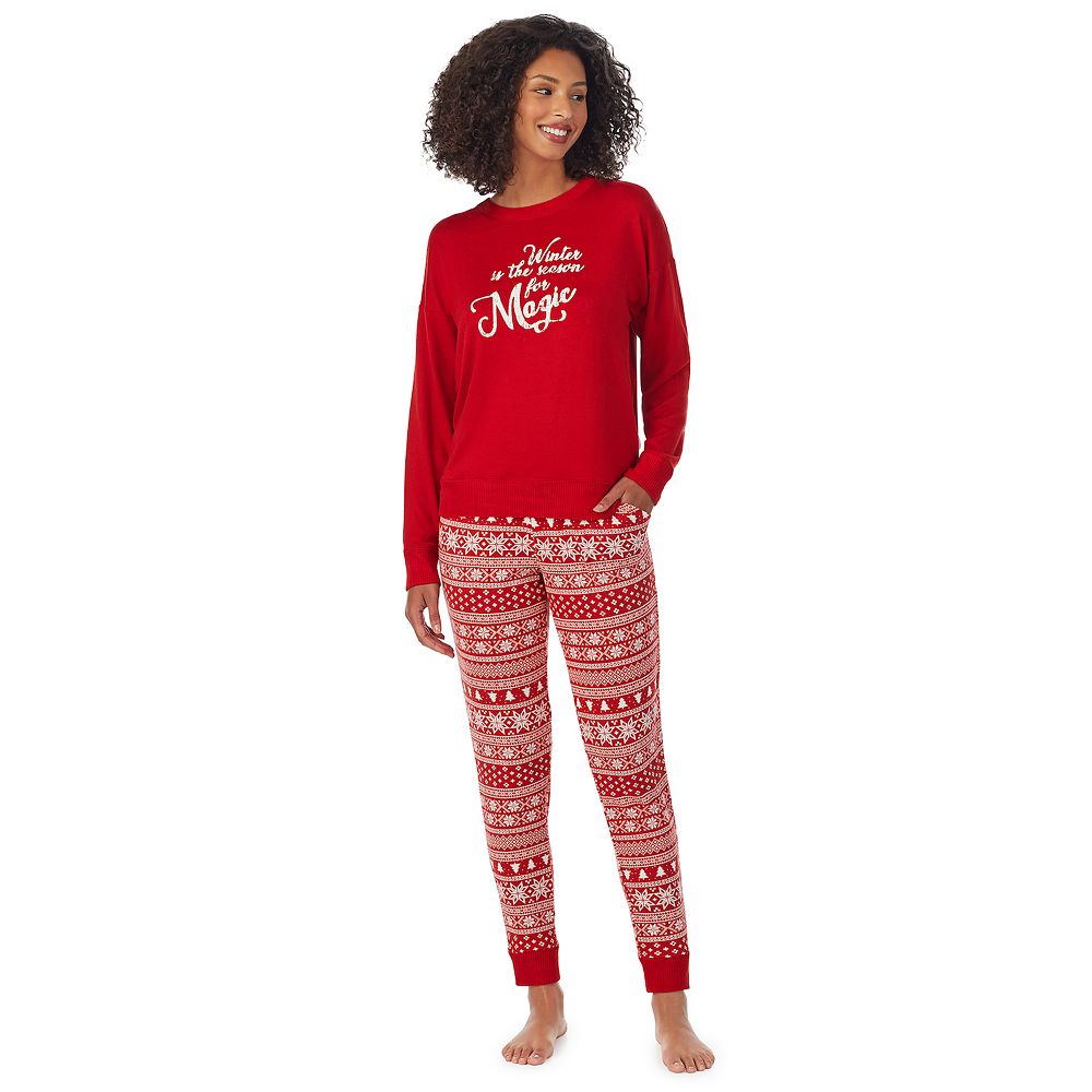 Women's Cuddl Duds® Sweater Knit Crewneck Top and Banded Bottom Sleep Set