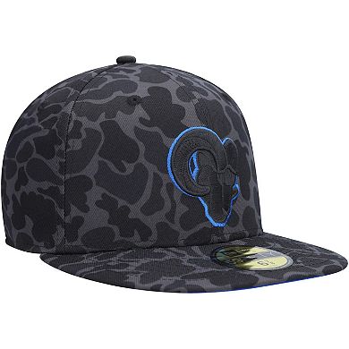 Men's New Era Black Los Angeles Rams Amoeba Camo 59FIFTY Fitted Hat