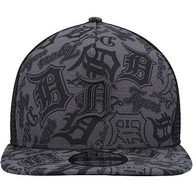 Men's New Era Black Detroit Tigers Repeat A-Frame 9FIFTY Trucker ...