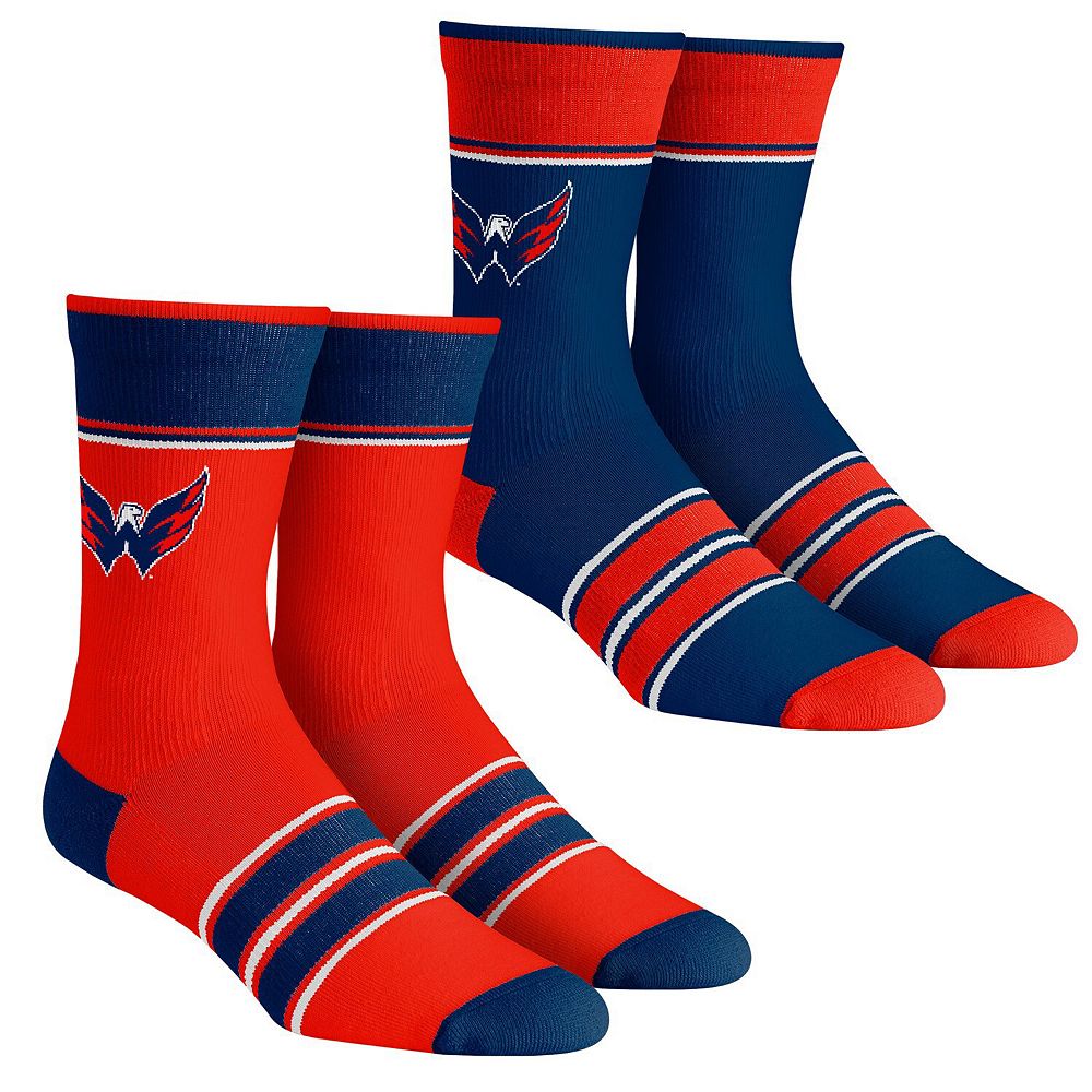 Unisex Rock Em Socks Washington Capitals Multi-Stripe 2-Pack Team Crew ...