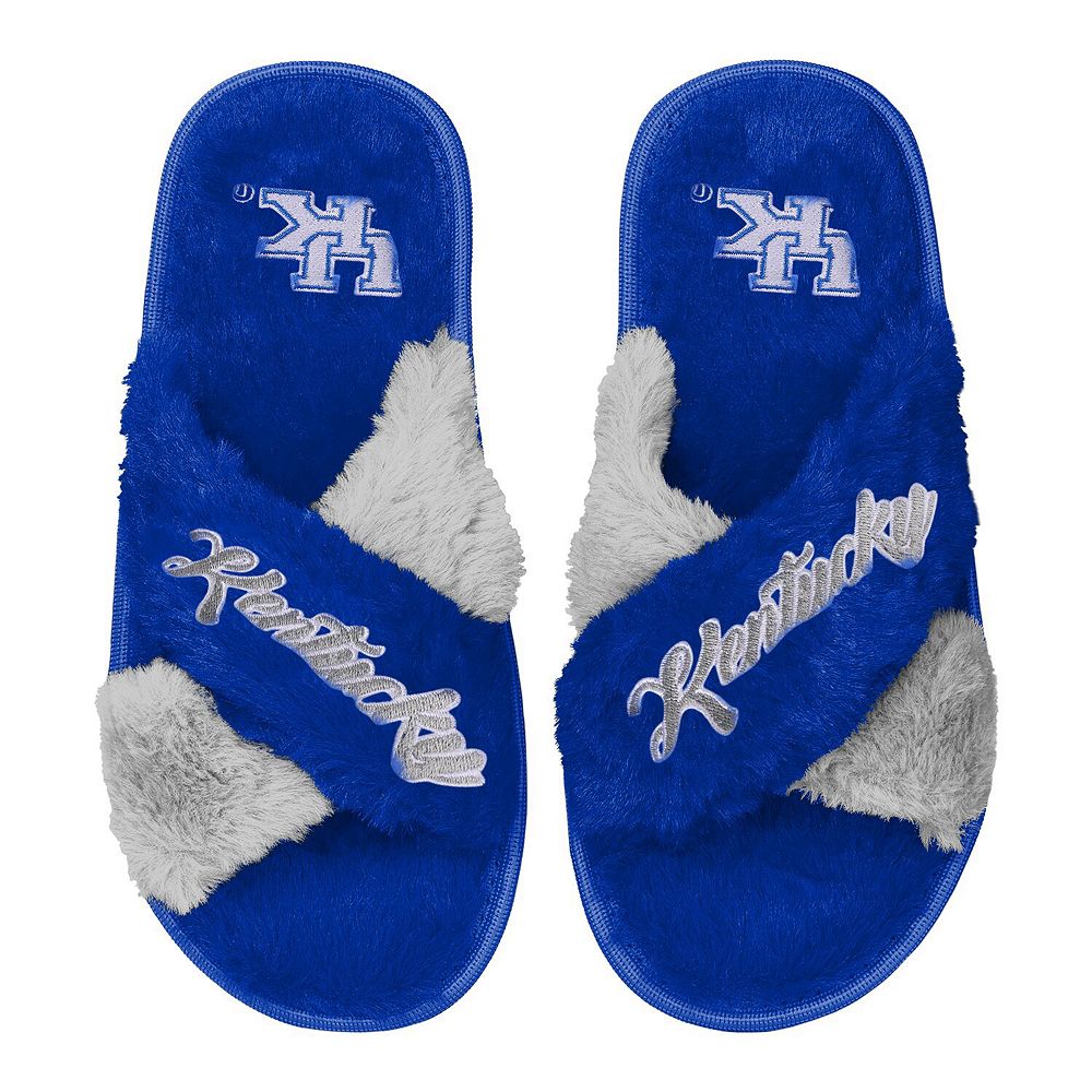 Women's FOCO Royal Kentucky Wildcats Two-Tone Crossover Faux Fur Slide ...