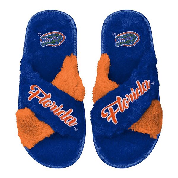 Women's FOCO Royal Florida Gators Two-Tone Crossover Faux Fur Slide ...