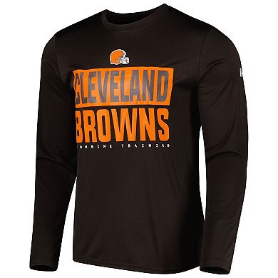 Men's New Era Brown Cleveland Browns Combine Authentic Offsides Long Sleeve T-Shirt