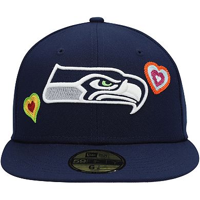 Men's New Era College Navy Seattle Seahawks Chain Stitch Heart 59FIFTY ...
