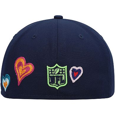 Men's New Era College Navy Seattle Seahawks Chain Stitch Heart 59FIFTY ...
