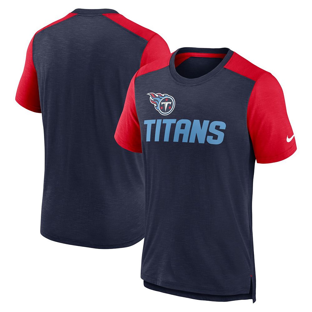 Men's Nike Heathered Navy/Heathered Red Tennessee Titans Color Block ...