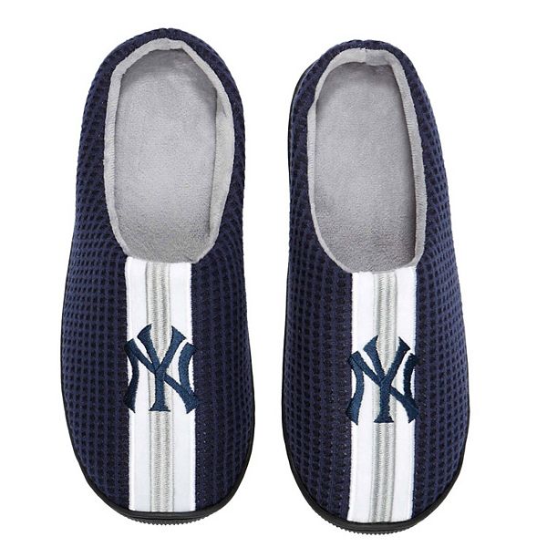 Men's FOCO Navy New York Yankees Team Stripe Memory Foam Slide Slippers