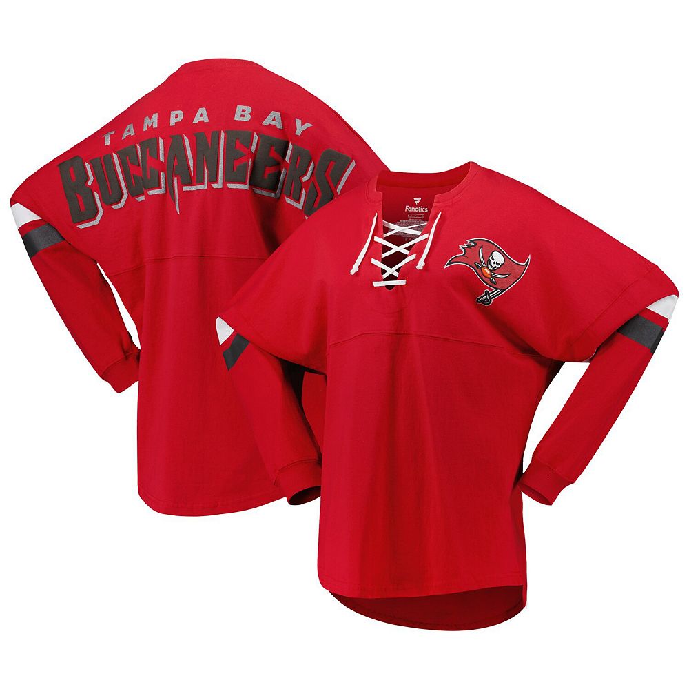 Women's Fanatics Branded Red Tampa Bay Buccaneers Spirit Jersey Lace-Up ...