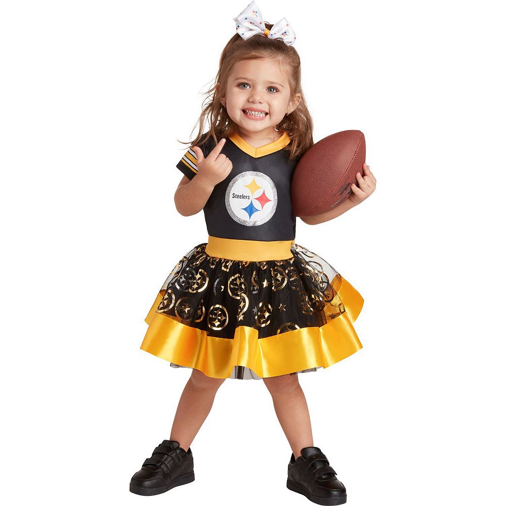 Girls Toddler Black Pittsburgh Steelers Tutu Tailgate Game Day V-Neck ...