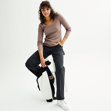 Juniors' SO® Slim Fit Scoopneck Long Sleeve Top