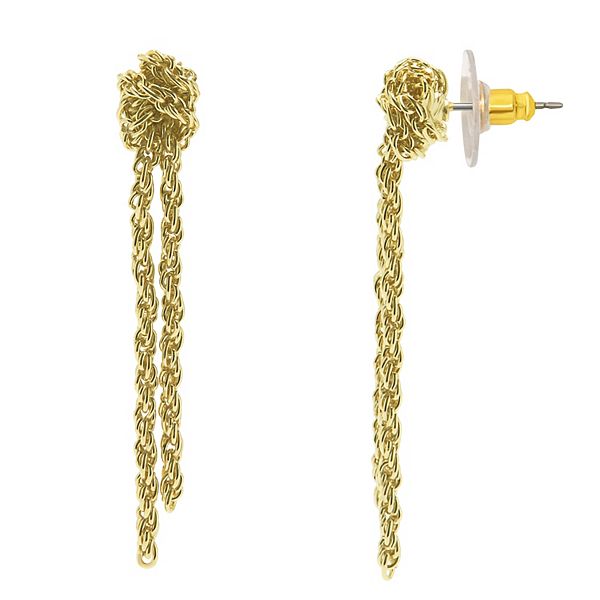 LC Lauren Conrad Gold Tone Knotted Chain Drop Earrings LC Lauren Conrad Gold Tone Knotted Chain Drop Earrings