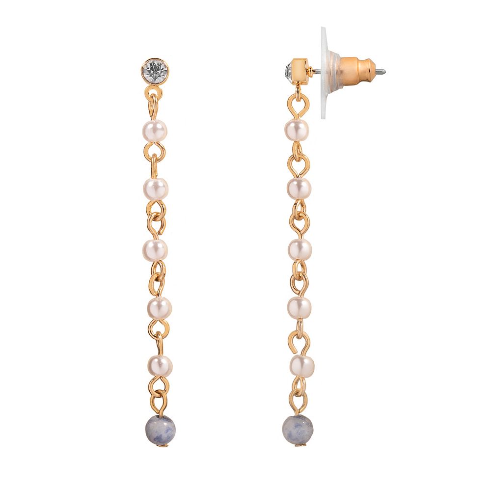 LC Lauren Conrad Gold Tone Simulated Pearl & Simulated Quartz Bead ...