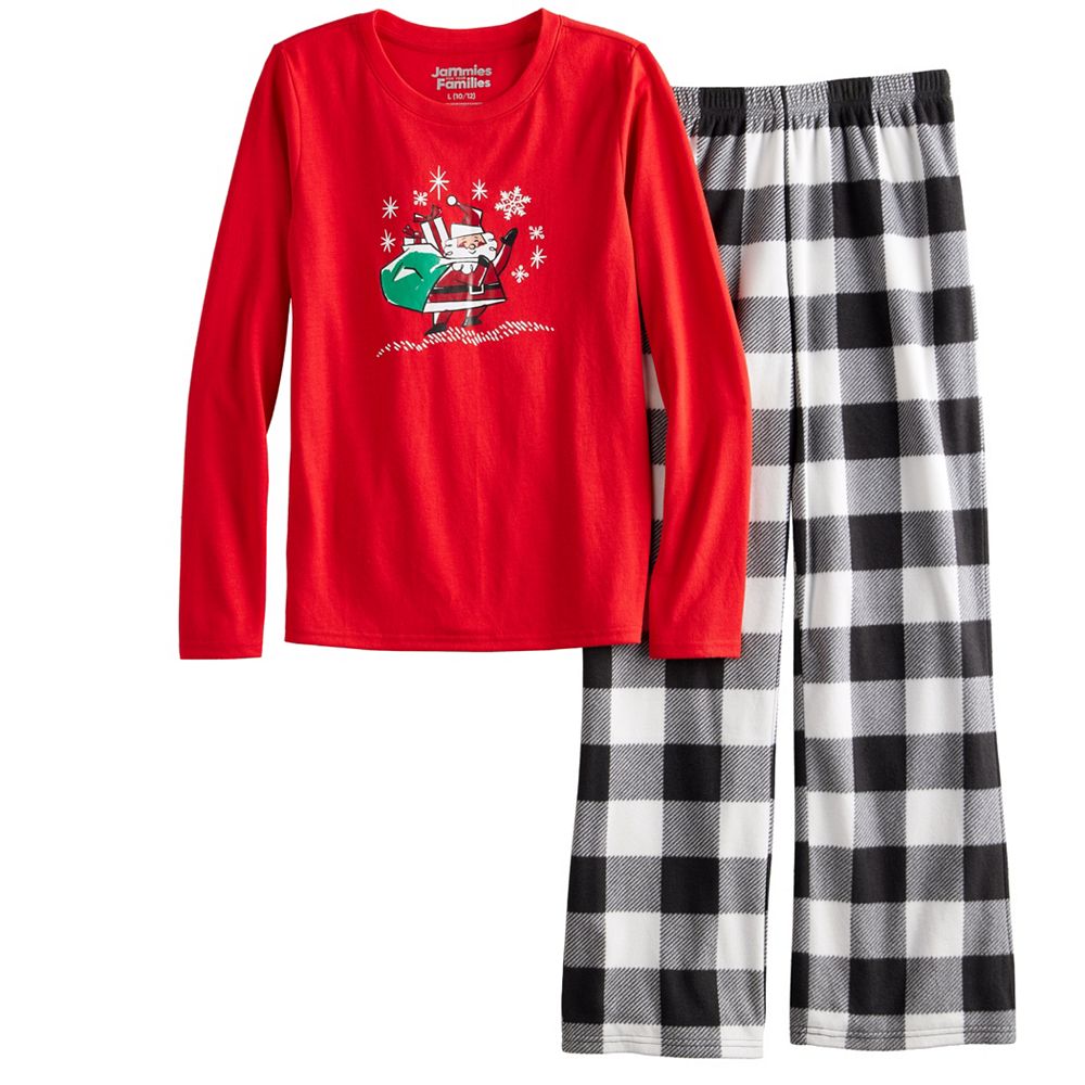 Kids 4-16 Jammies For Your Families® Doodle Santa Top & Bottom Set