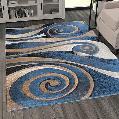 Masada Rugs Masada Rugs 5'x7' Modern Sculpted Area Rug in Blue - Design ...