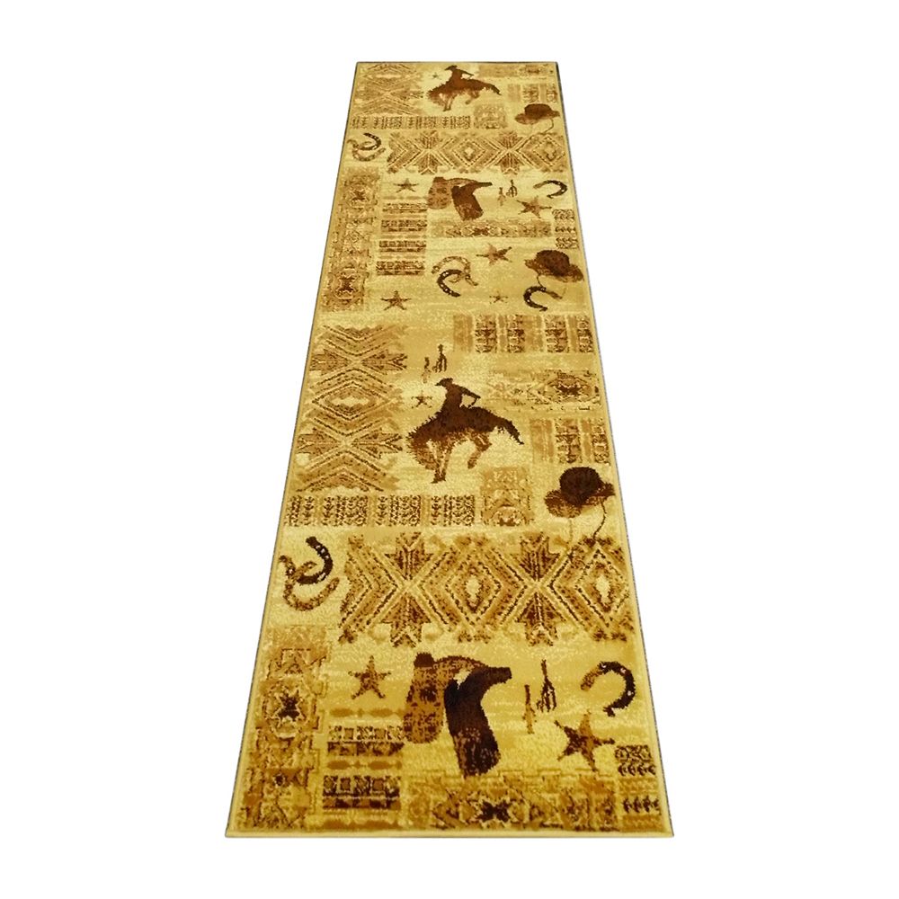 Masada Rugs Masada Rugs 2'x7' Bucking Bronco Area Rug in Brown - Design ...