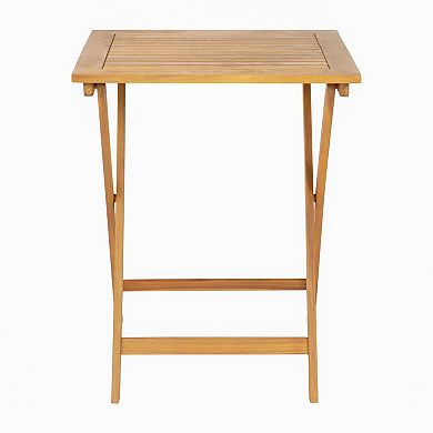Merrick Lane Stora 24 Inch Square Solid Acacia Wood Portable Folding ...