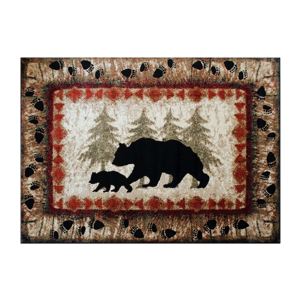 Masada Rugs Masada Rugs 6'x9' Cabin/Lodge Theme Area Rug with Bear and ...