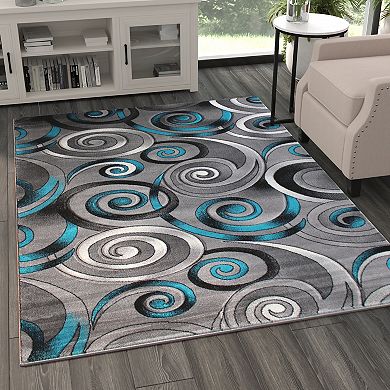 Masada Rugs Masada Rugs DaVincii Collection Turquoise 5'x7 ...