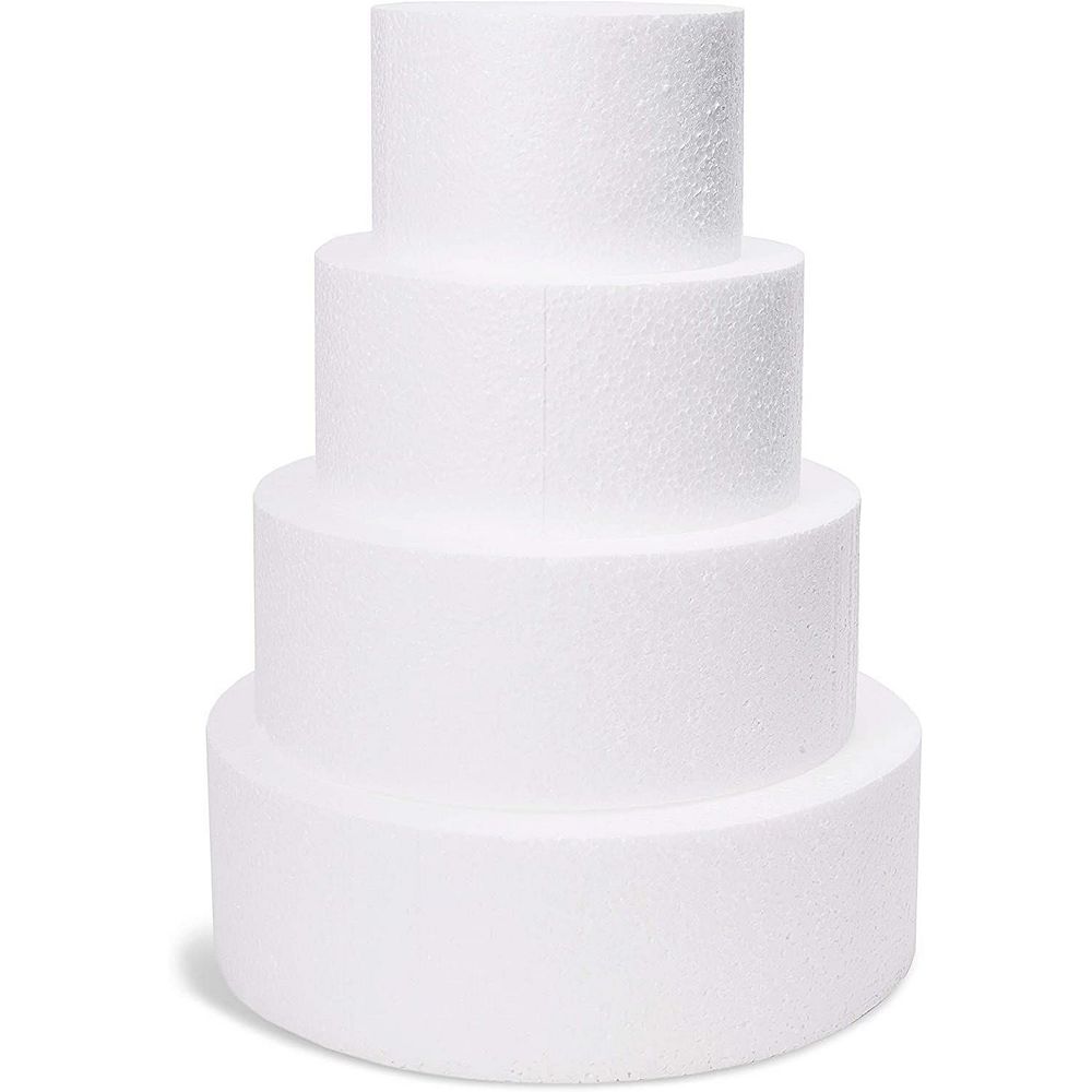4 Piece Round Foam Cake Dummies for 16" Tall Fake Wedding Cake in 4 ...