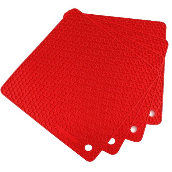 Zulay Kitchen Silicone Trivet Mat Set - 4 Pack
