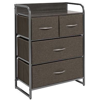 mDesign Storage Dresser Furniture, 4 Removable Fabric Drawers, Dk. Gray ...