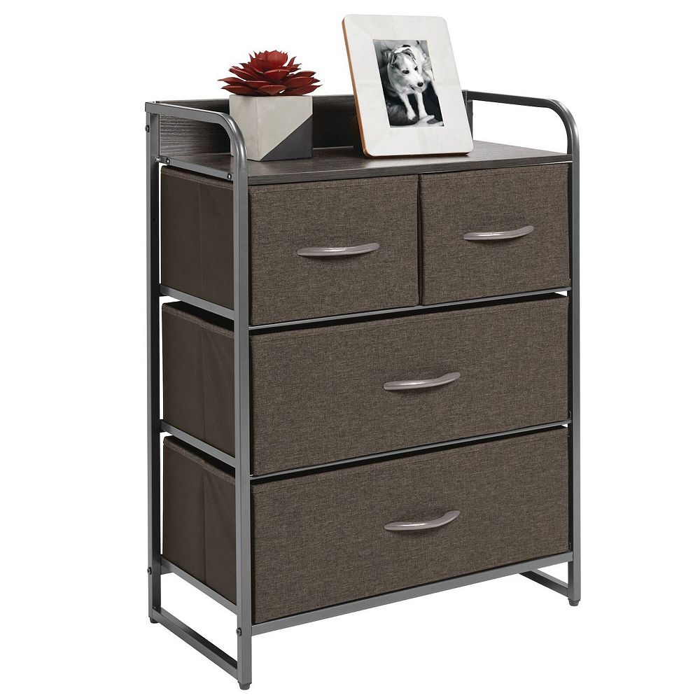mDesign Storage Dresser Furniture, 4 Removable Fabric Drawers, Dk. Gray ...