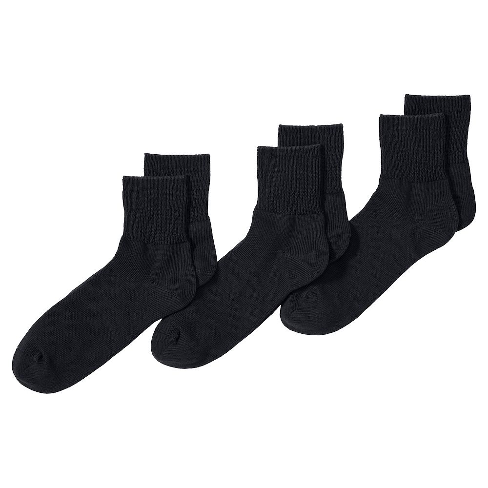 Men's Lands' End 3-Pack Cotton Rib Quarter-Crew Socks