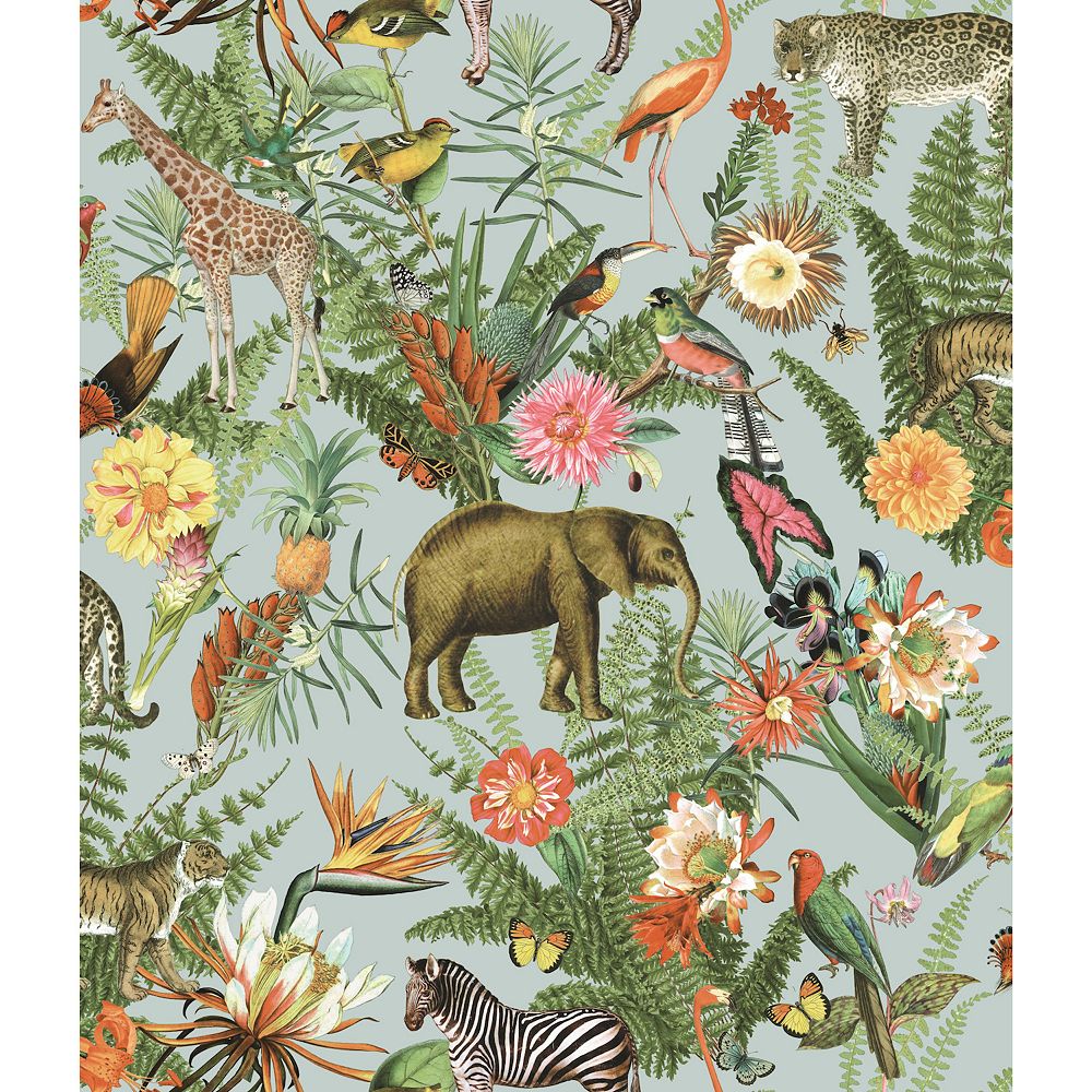 RoomMates Tropical Zoo Peel & Stick Wallpaper