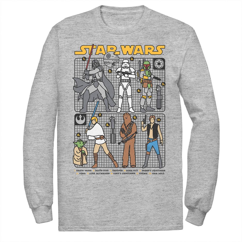 Men's Star Wars Crew Characters Darth Vader Han Solo Master Yoda Luke ...