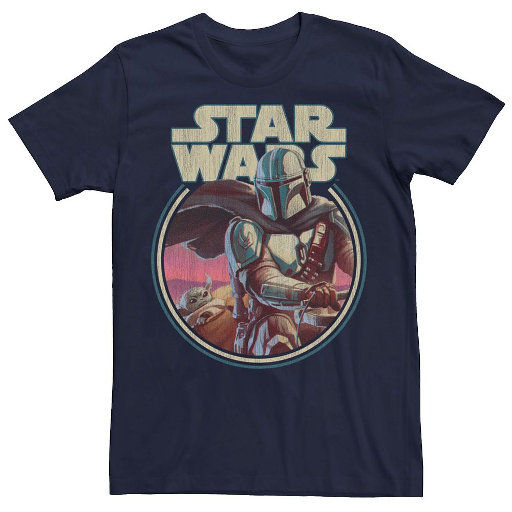 Men's Star Wars The Mandalorioan Grogu & Mando Team Circle Logo Tee